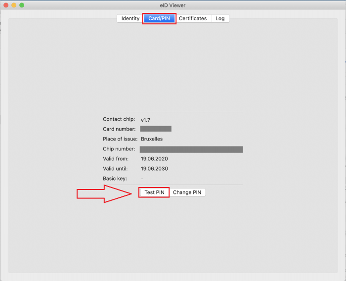 Testen van de PIN code van de elektronische identiteitskaart